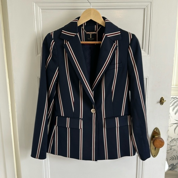 Ted Baker | Jackets & Coats | Ted Baker Navy Striped Blazer | Poshmark
